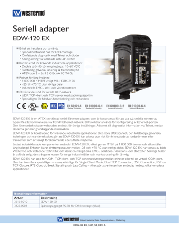 Westermo EDW-120 EX Serial Adapter Datablad | Manualzz