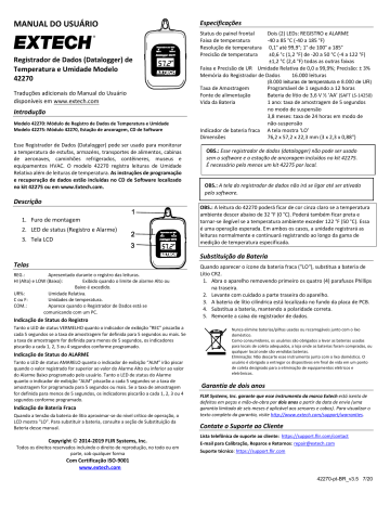 Extech Instruments 42270 Temperature/Humidity Datalogger Manual do ...