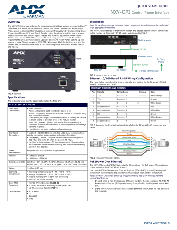 AMX NXV-CPI touch panels Quick Start Guide | Manualzz