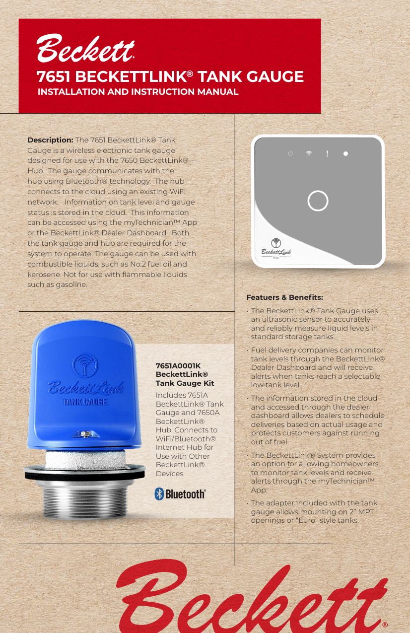 Beckett BeckettLink® Tank Gauge Manual | Manualzz