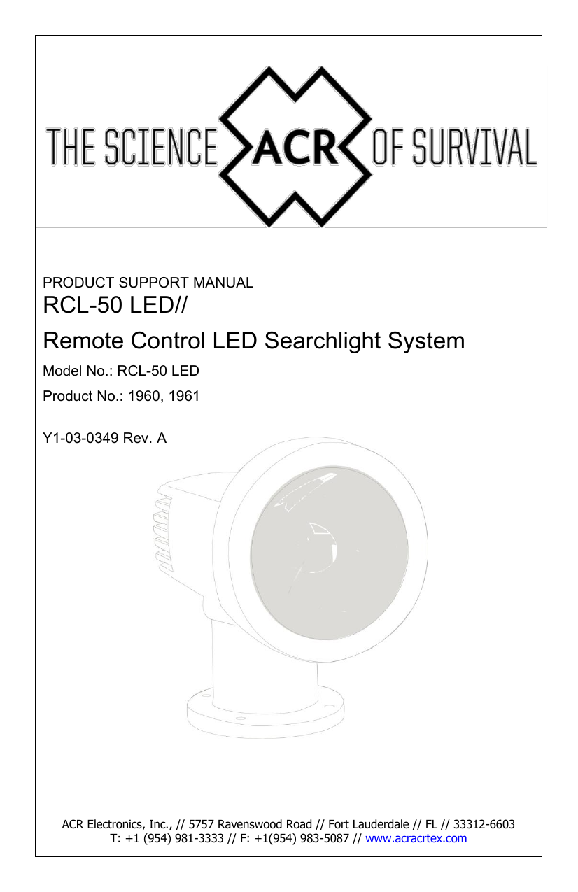 ACR Electronics RCL-50 LED Searchlight Product Manual | Manualzz