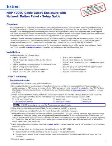Extron NBP 1200C Setup guide | Manualzz