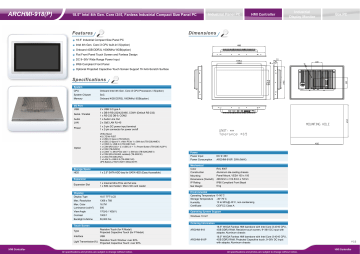 Aplex ARCHMI-918P HMI Data Sheet | Manualzz