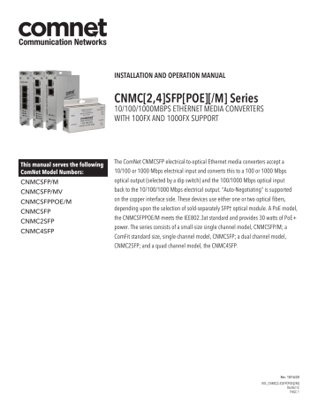 Comnet CNMCSFP Series Manual | Manualzz