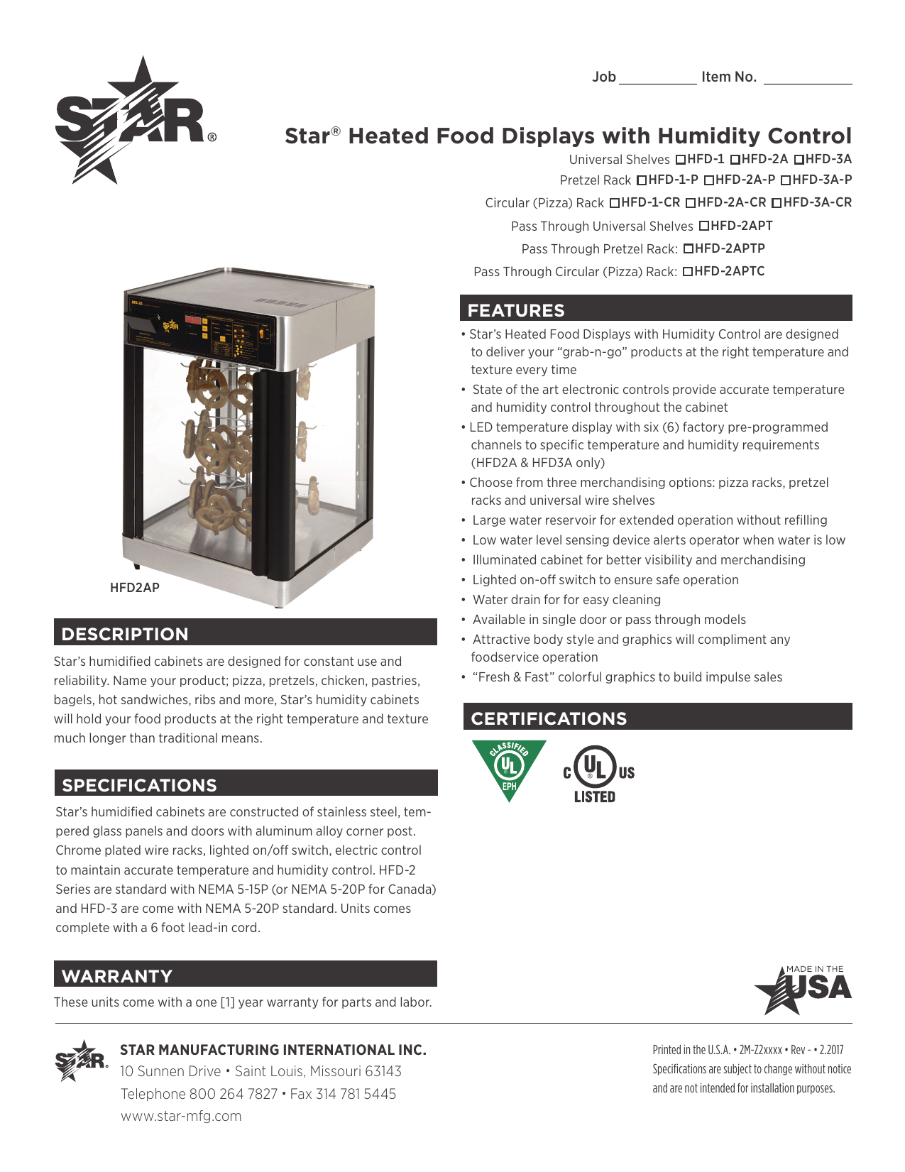 Star HFD1 Specification | Manualzz