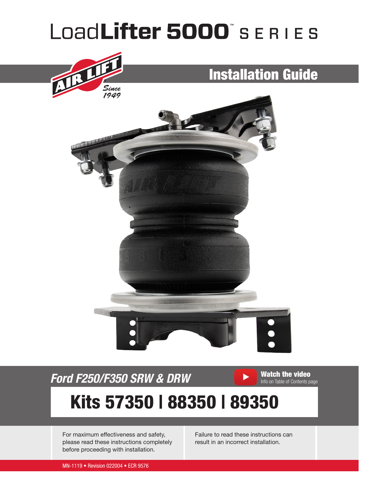 Air Lift 88350 LoadLifter 5000Ultimate Installation Guide | Manualzz