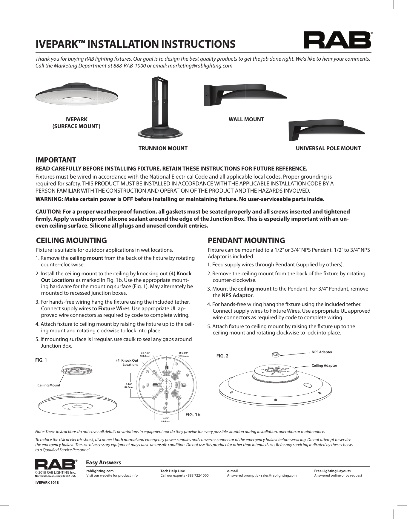 RAB Lighting IVGT5U-50L730WU/LC/E2 Lightcloud Control System, Garage Light Instructions | Manualzz