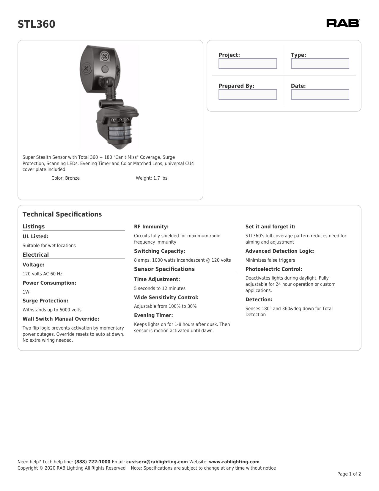 RAB Lighting STL360 Specification | Manualzz