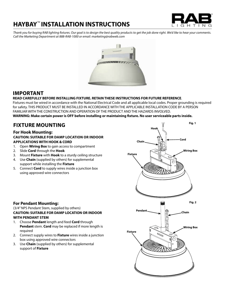 RAB Lighting R16SA, R16AR, R16WF, R16SP, R16SPF, R16PF Operating instructions | Manualzz
