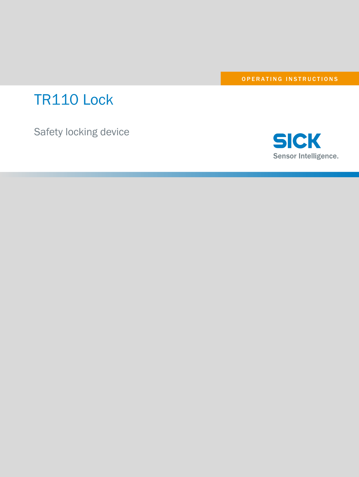 Sick TR110 Lock Operating instructions | Manualzz