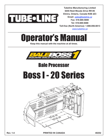 Tubeline BALE BOSS 1 20 Series, BALE BOSS 1 3720 Series, BALE BOSS 1 ...