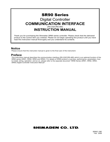 Shimaden SR90 Series Instruction Manual | Manualzz