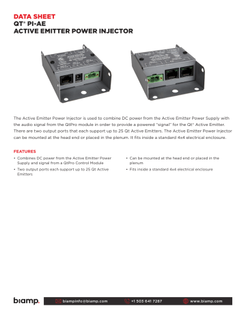 Biamp Qt PI-AE Data Sheet | Manualzz