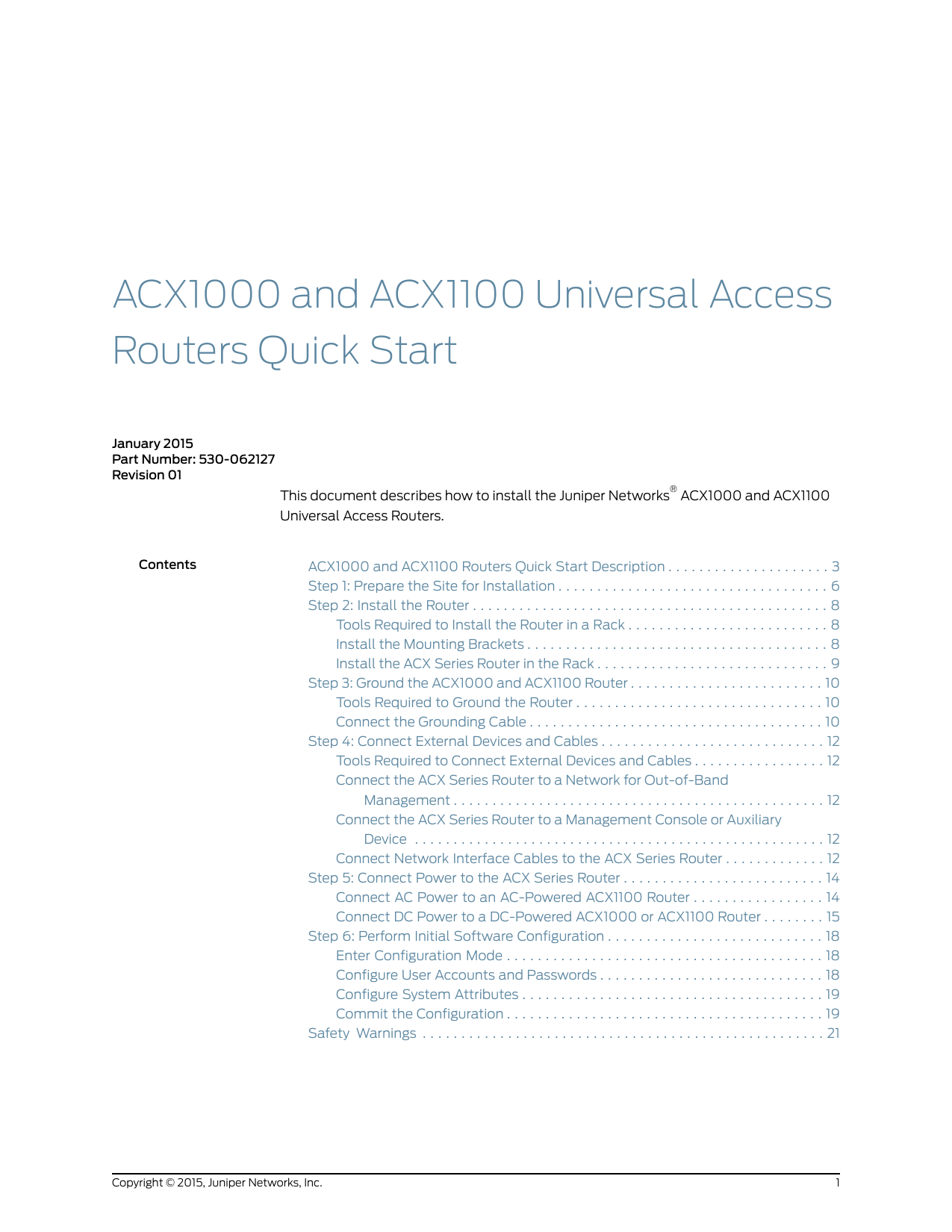 Juniper ACX1000, ACX1100 Quick Start Manual | Manualzz