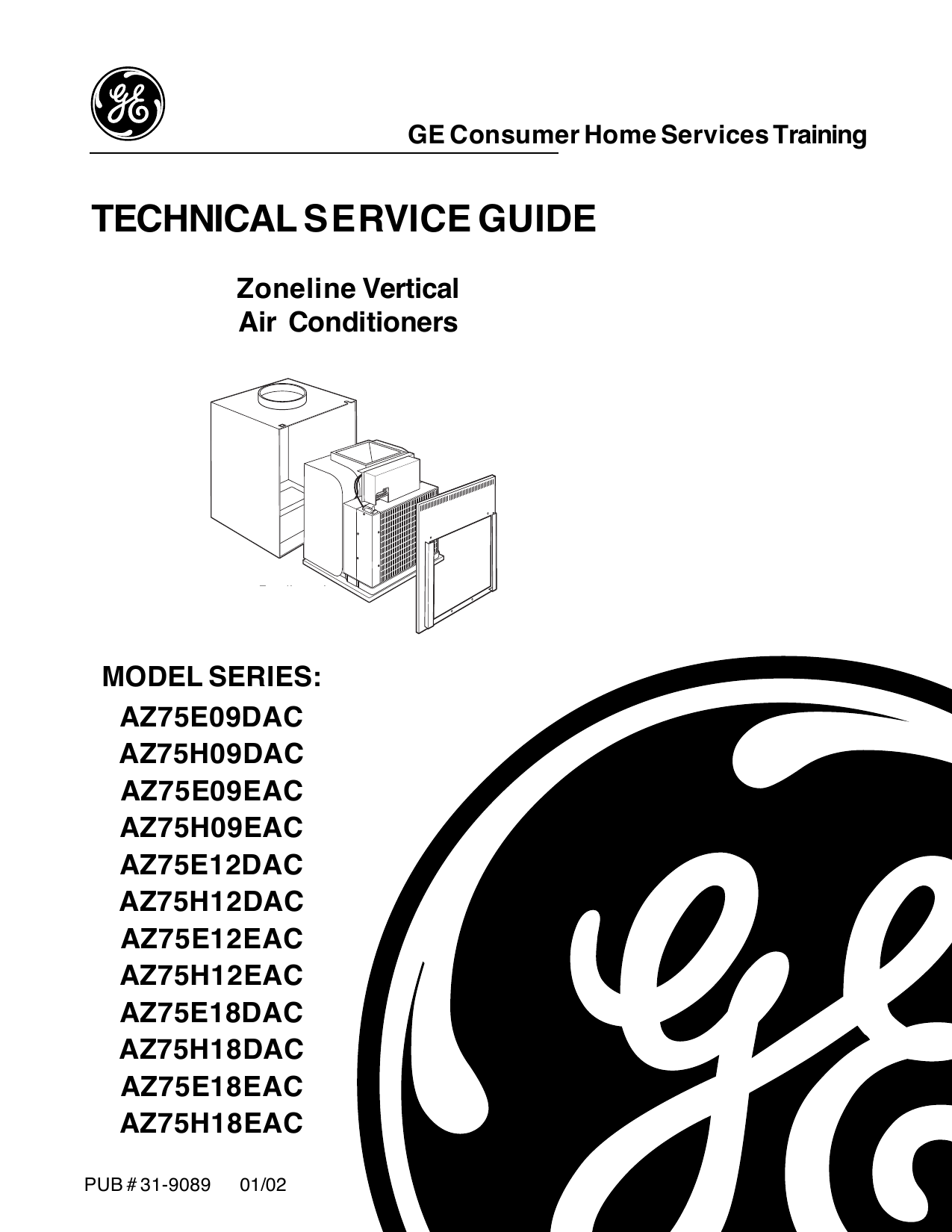 GEAppliances AZ75E09DAC, AZ75E09EAC, AZ75E12DAC, AZ75H09DAC, AZ75H09EAC ...