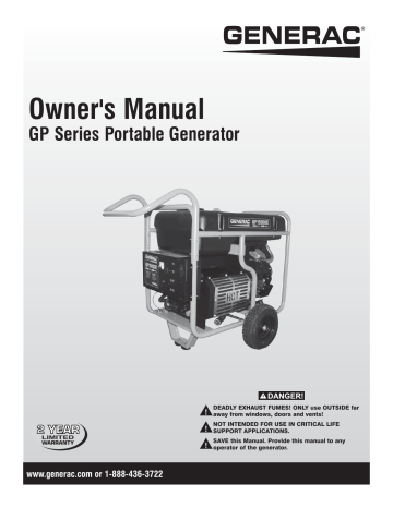 Generac GP15000E G0057341 Portable Generator Manual | Manualzz