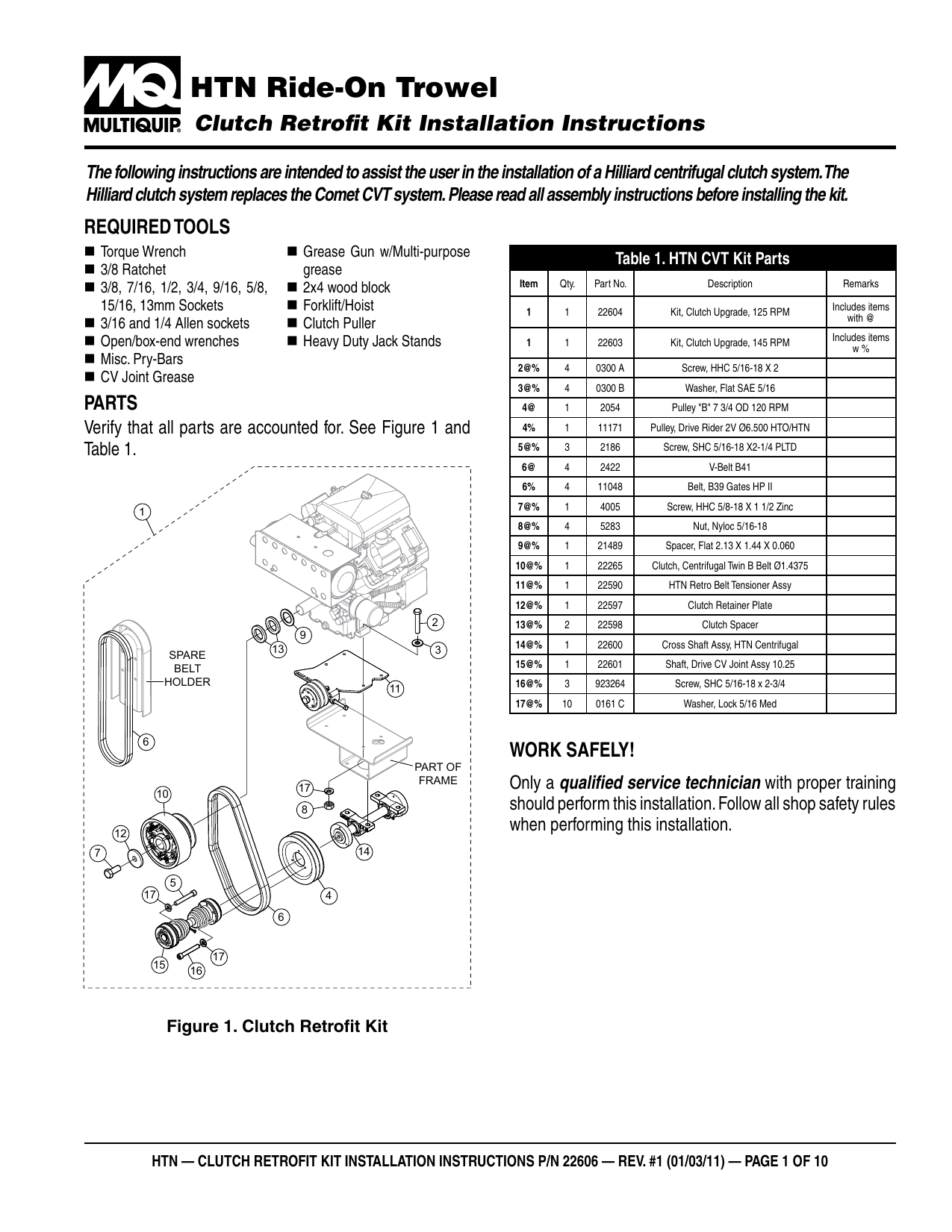 MQ Multiquip HTN-clutch Trowel Instructions | Manualzz