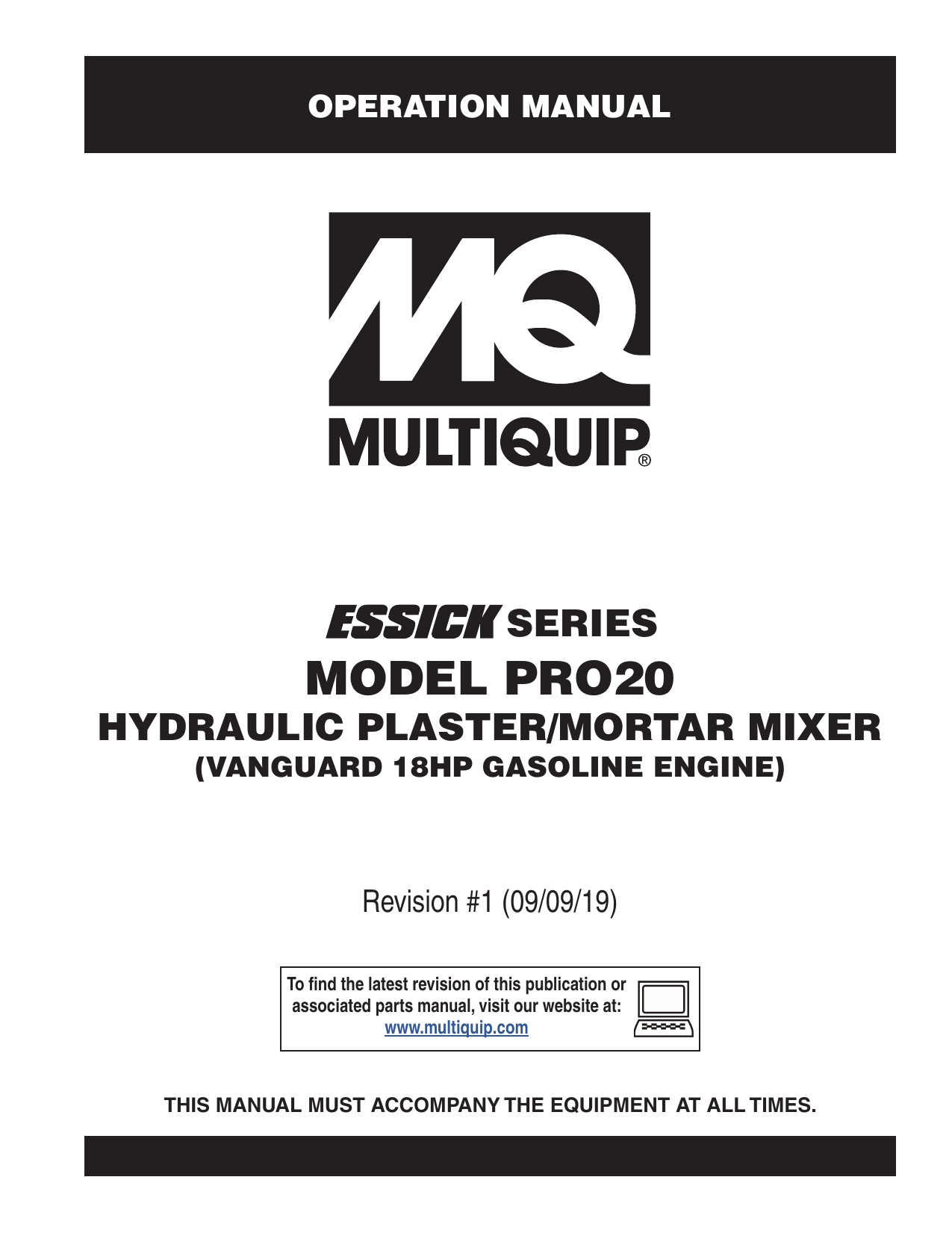 MQ Multiquip PRO20 Operating instructions | Manualzz