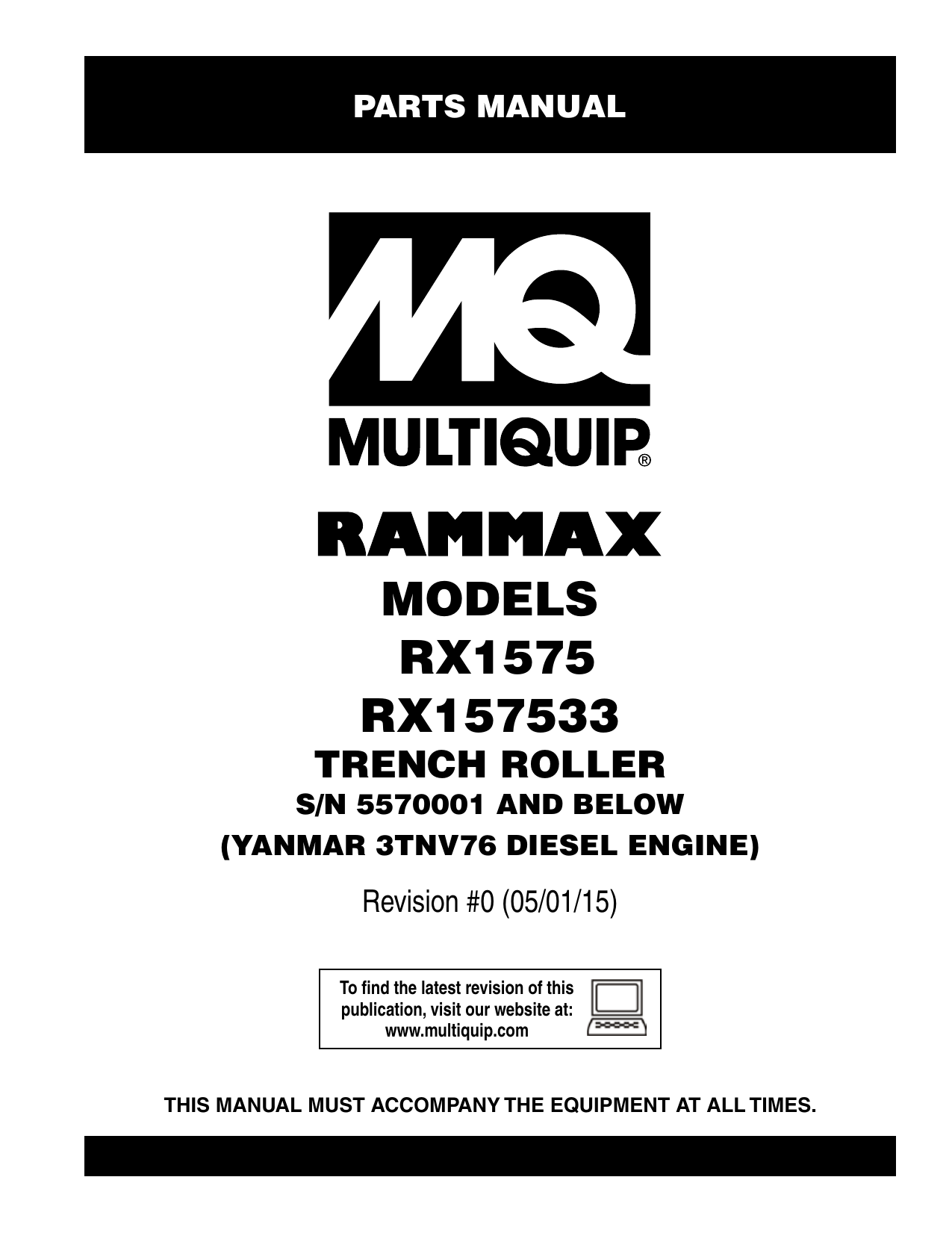 MQ Multiquip RX1575-SN-5570001 RAMMAX Articulating Frame Parts Manual ...