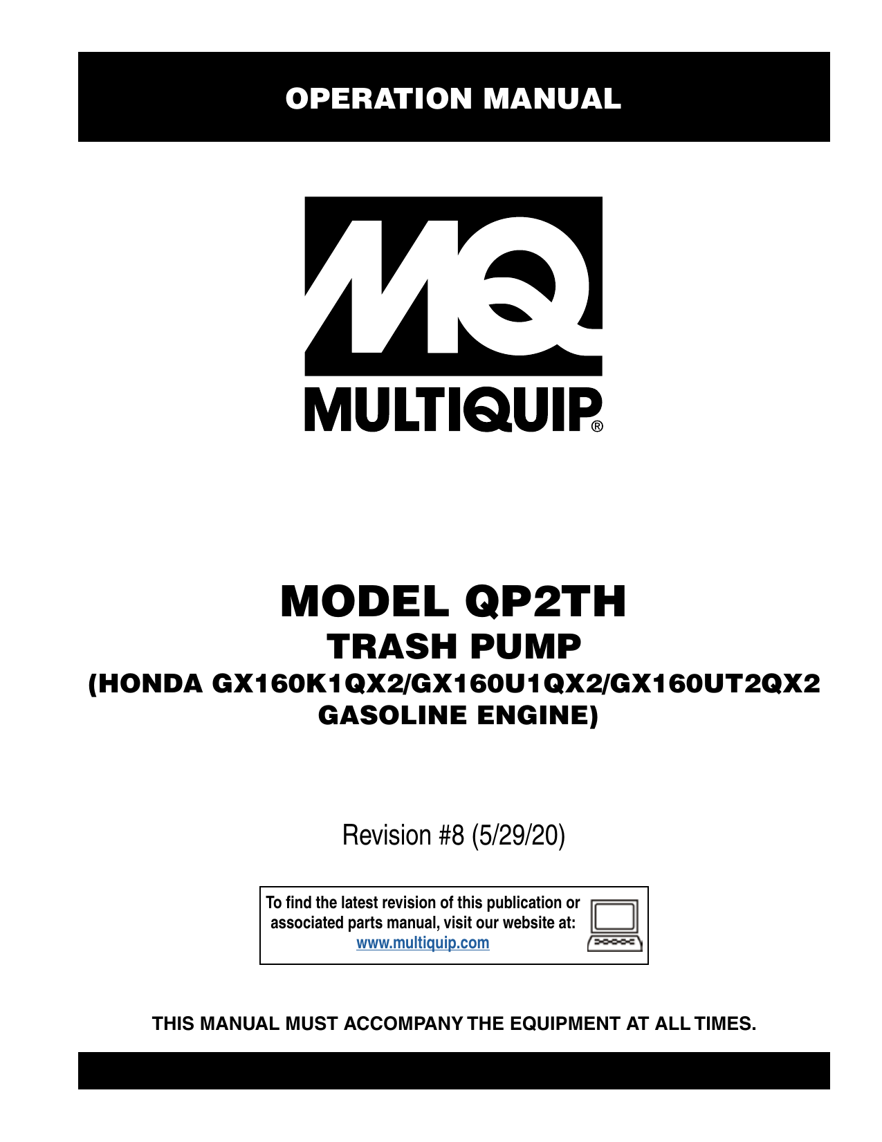 MQ Multiquip QP2TH Trash Pumps - Gasoline Operation Manual | Manualzz