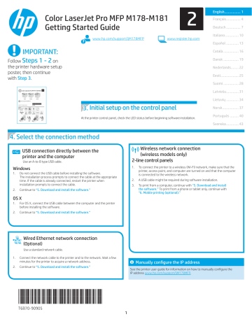 HP Color LaserJet Pro MFP M178, Color LaserJet Pro M180-M181 ...