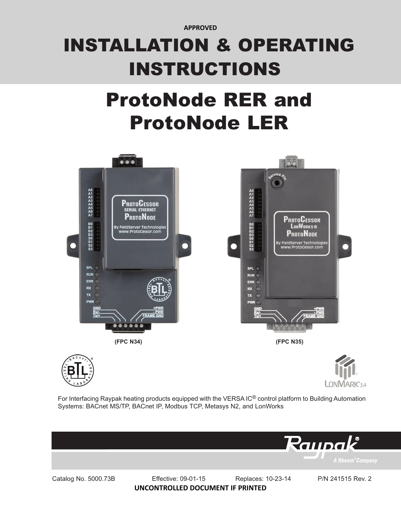 Raypak 300B-1000B XFIIRE Condensing Water Heater Manual | Manualzz