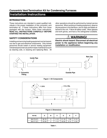 Westinghouse Concentric Vent Termination Kit for 90+ Models ...
