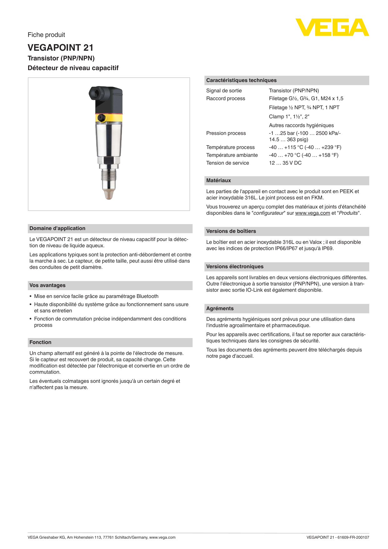 Vega VEGAPOINT 21 Specification | Manualzz