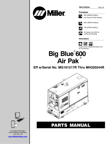 Miller BIG BLUE 600 AIR PAK Part Manual | Manualzz