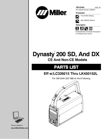 Miller DYNASTY 200 SD Part Manual | Manualzz