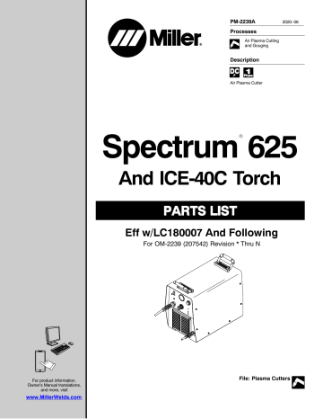Miller SPECTRUM 625 AND ICE-40C TORCH Part Manual | Manualzz