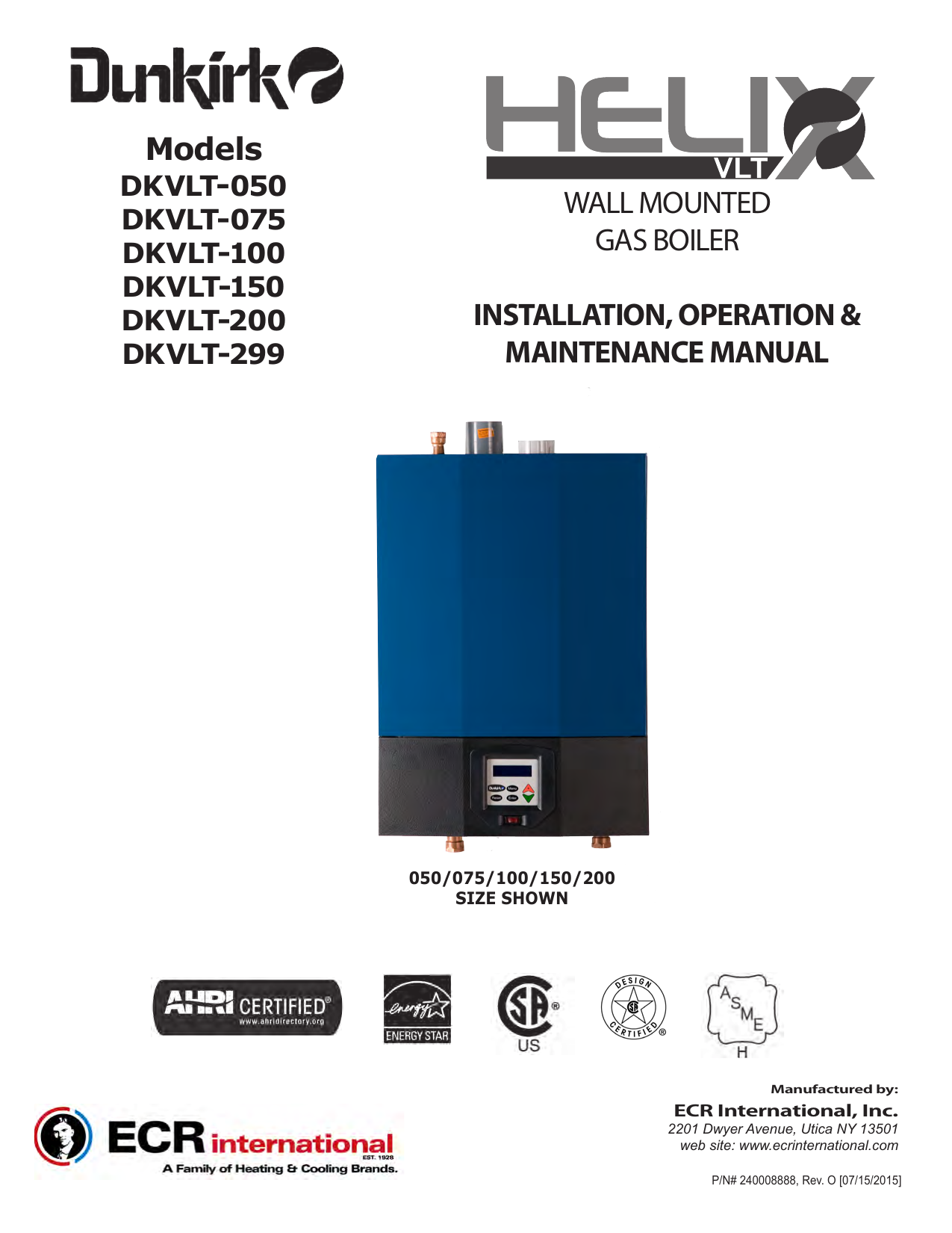 Dunkirk Helix VLT Vertical Laser Tube, Wall Hung Modulating Condensing ...