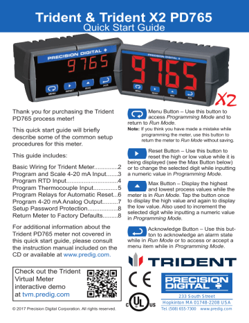 Precision Digital PD765 Quick Start Manual | Manualzz