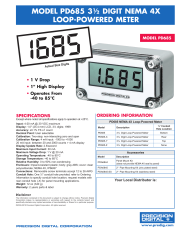 Precision Digital PD685 Instruction Manual | Manualzz