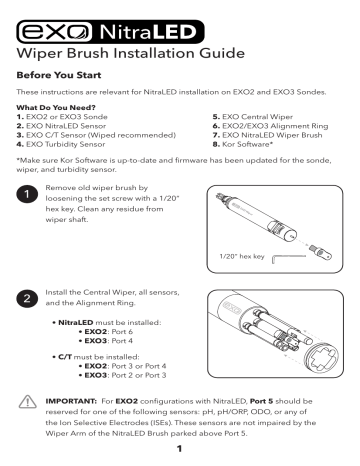 YSI EXO NitraLED Wiper Brush Installation Guide | Manualzz