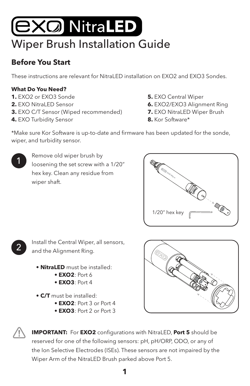 YSI EXO NitraLED Wiper Brush Installation Guide | Manualzz