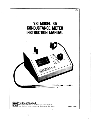 YSI 35 Conductance Meter Owner's Manual | Manualzz