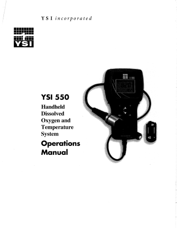 YSI 550 Dissolved Oxygen Meter Operations Manual | Manualzz