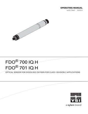 YSI IQ SensorNet FDO 700/701 H Sensor Operating Manual | Manualzz