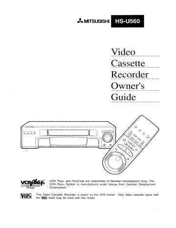 Mitsubishi HSU560C Videocassette Recorder Owner's Manual | Manualzz