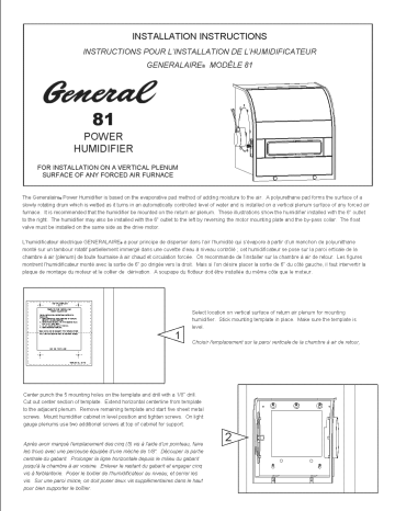 GeneralAire GENERAL 81 Humidifier installation Guide | Manualzz