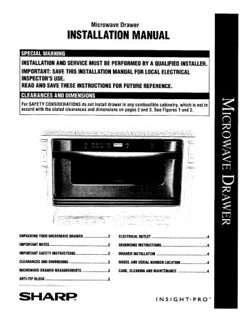 Sharp KB-6015KW Drawer Microwave installation Guide | Manualzz