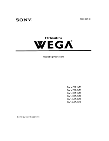 Sony KV-32FS100 Color Television Owner's Manual | Manualzz