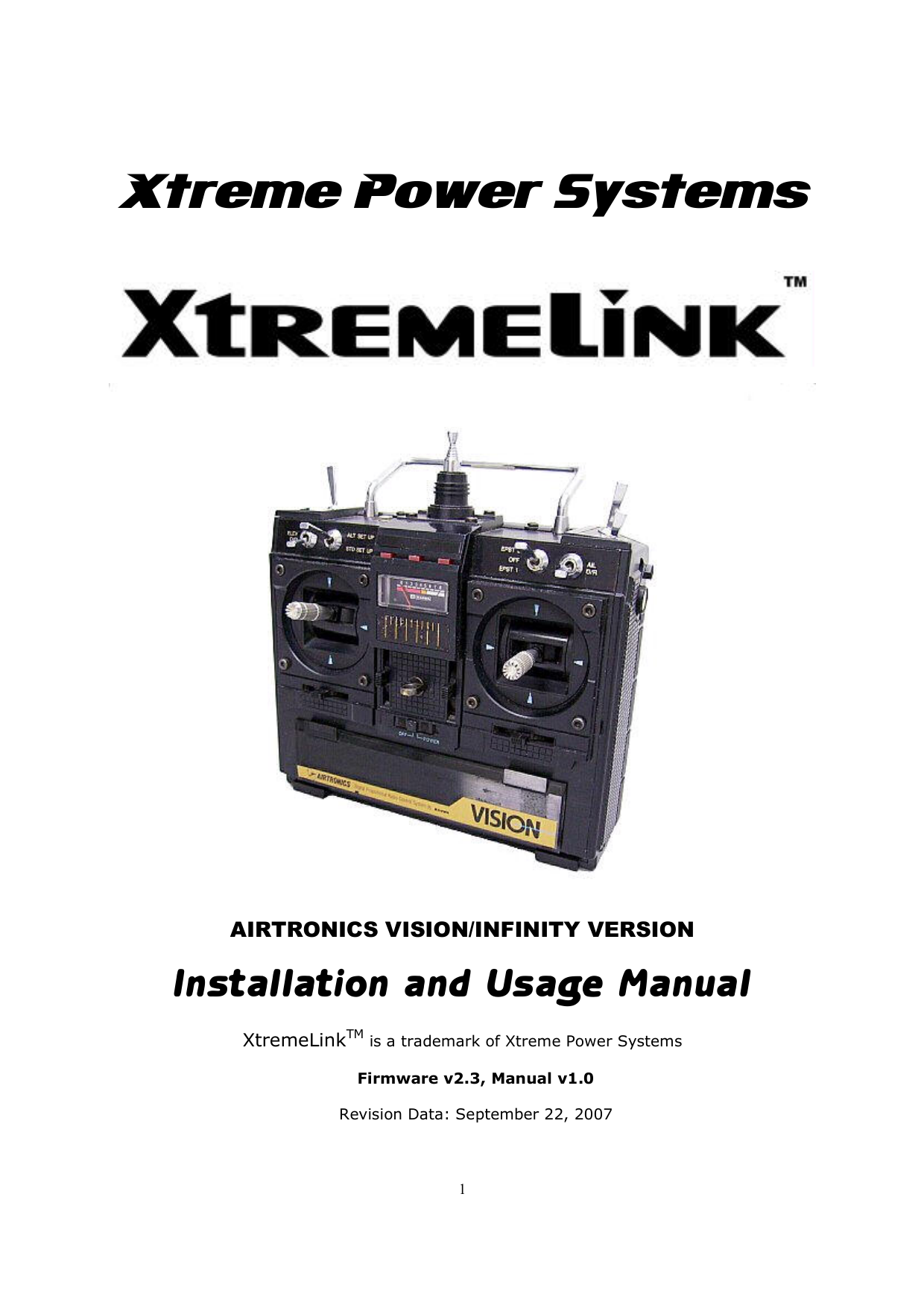Xtreme Power Systems XtremeLink for Airtronics Vision/Infinity User ...
