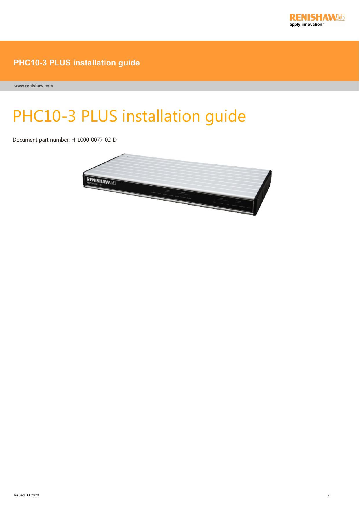 Renishaw PHC10-3 PLUS Installation Guide | Manualzz
