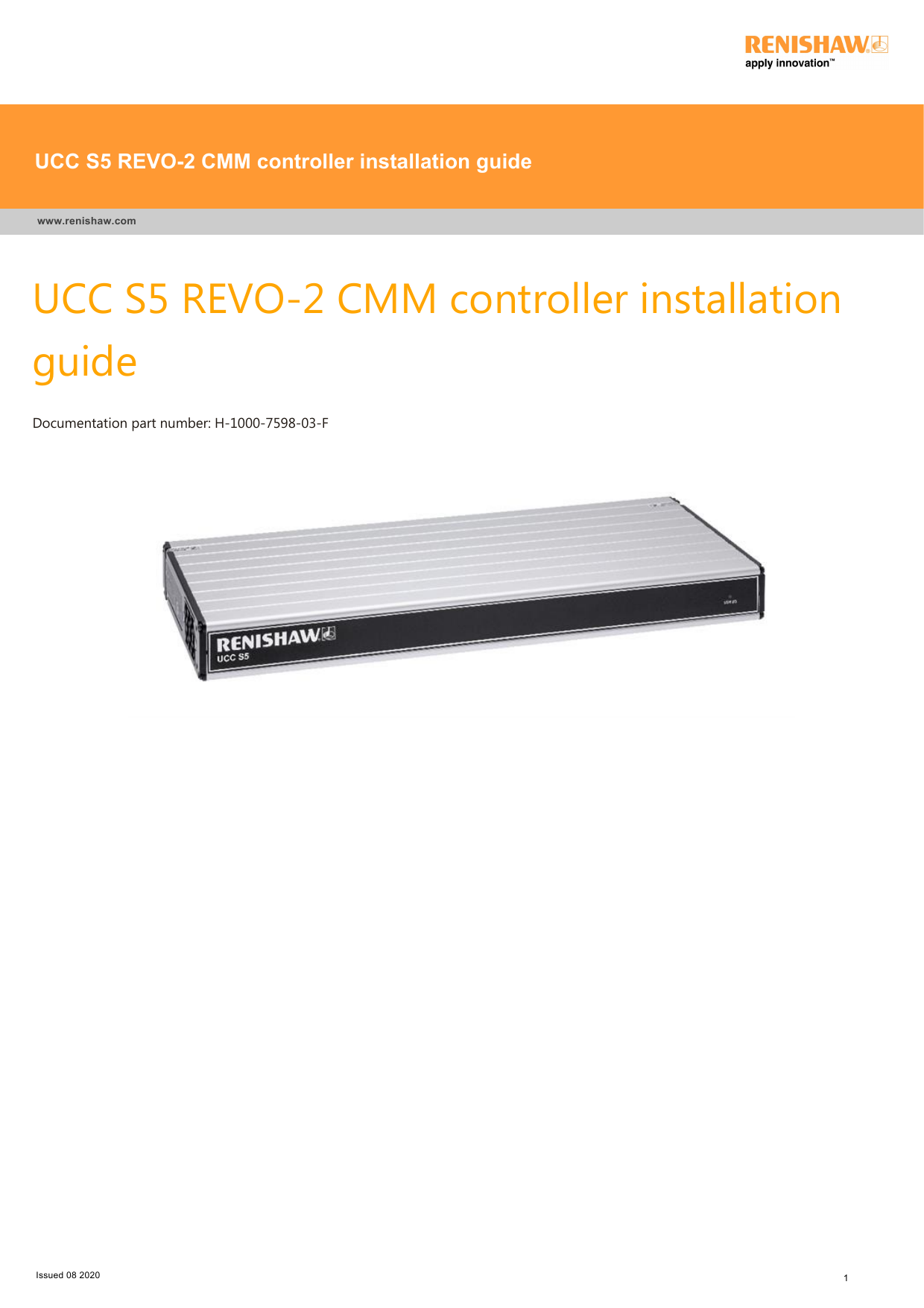 Renishaw UCC S5 REVO-2 CMM controller Installation Guide | Manualzz