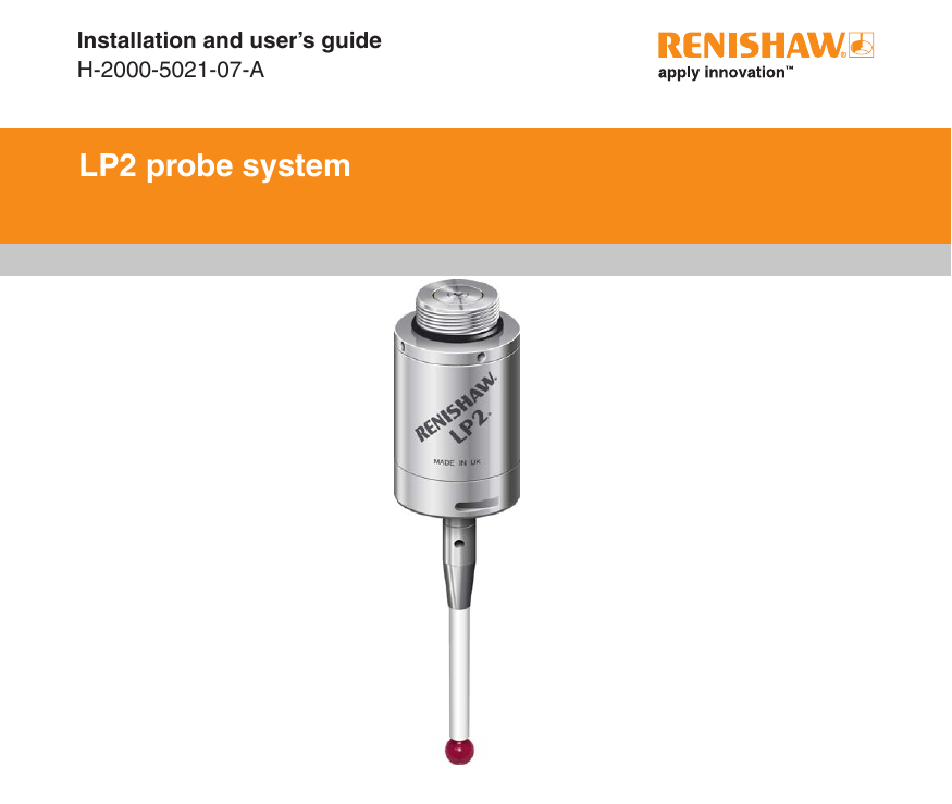 Renishaw LP2 probe system Installation & User's guide | Manualzz