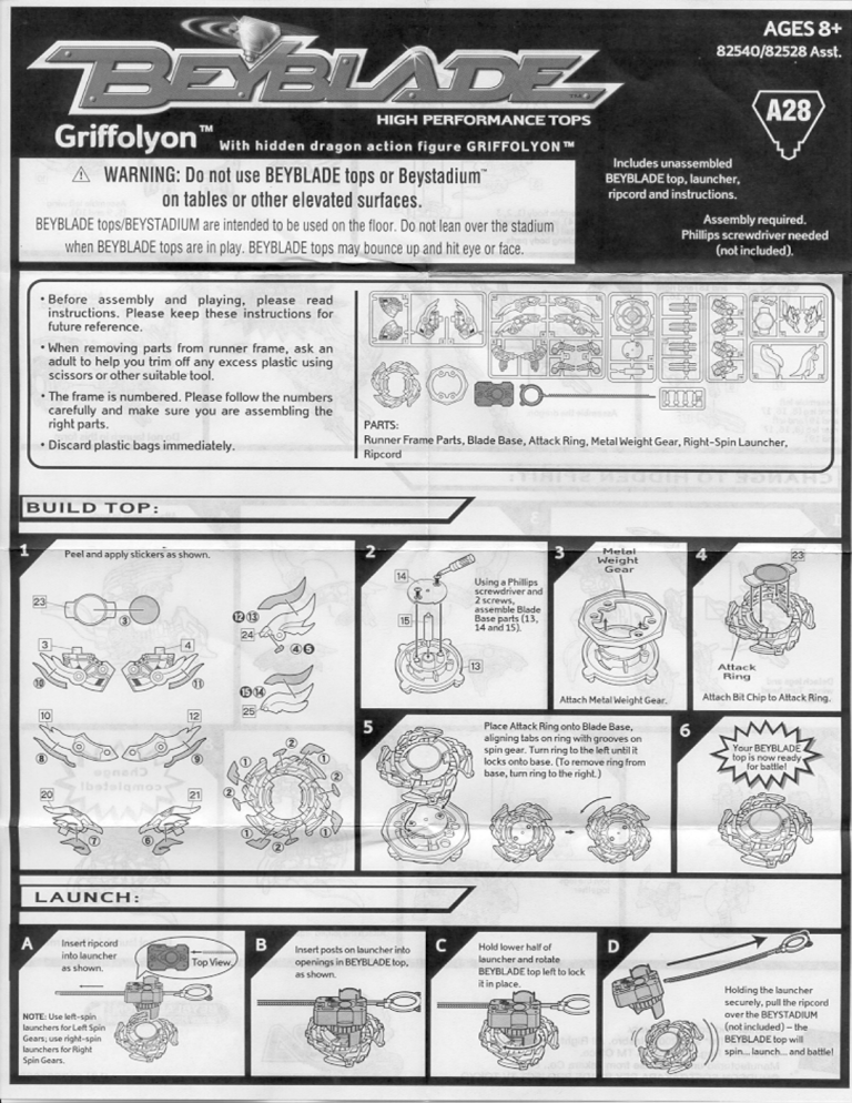 Beyblade Tops Griffolyon Operating instructions | Manualzz