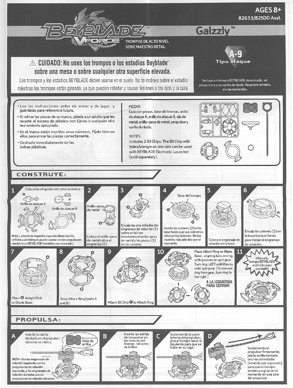 Beyblade V Force Galzzly A9 82633 Operating instructions | Manualzz