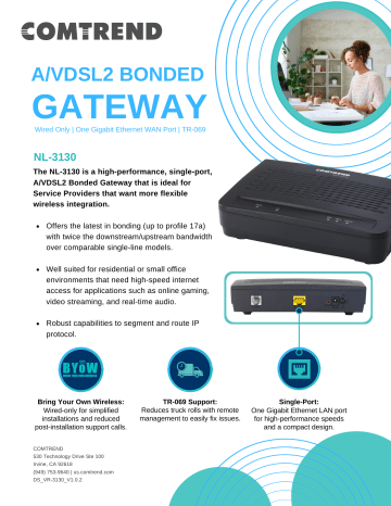 Comtrend NL-3130 A/VDSL2 Bonded Gateway Product Sheet | Manualzz
